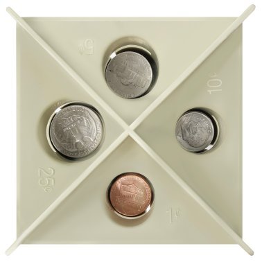 Nadex™ Coins 4-Compartment Manual Coin Sorting and Wrapping Organizer