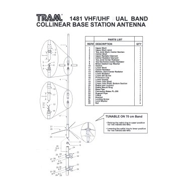 Tram® 200-Watt Dual-Band 3-Section Fiberglass Base Antenna with 50-Ohm ...