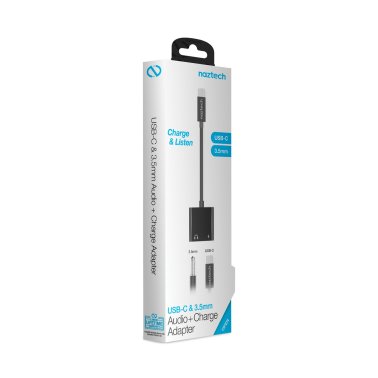 Naztech® USB-C® to 3.5 mm Audio Plus Charge Adapter