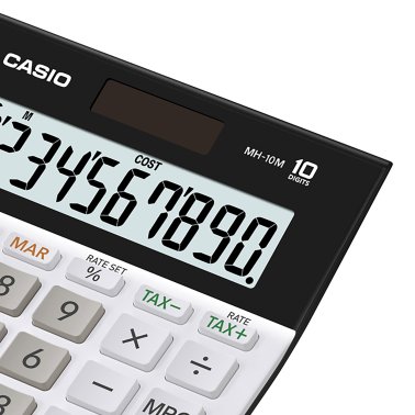 CASIO® MH-10M Wide-Display Portable Desktop Calculator, 10 Digit, Solar ...