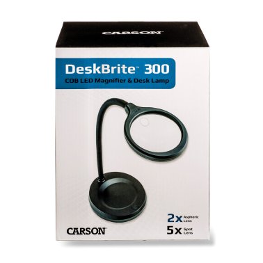 CARSON® DeskBrite™ 300 2x Aspheric COB LED Desk Top Magnifier with 5x ...
