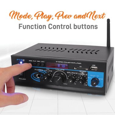 Pyle® 80-Watt 2.0-Channel Mini Amplifier/Mixer/Pager with Bluetooth ...