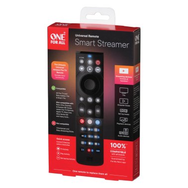One For All® Smart Streamer 5-Device Backlit Universal Remote, Black