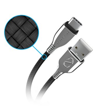 Naztech® 6-Ft. Titanium USB to USB-C® Braided Cable (Black)