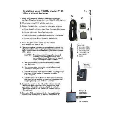 Tram® 25 MHz to 1,300 MHz Scanner Glass-Mount Antenna with RG58/U Cable ...