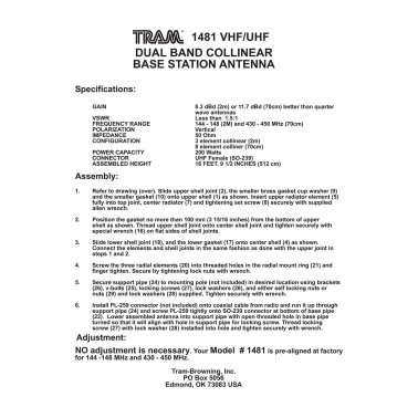 Tram® 200-Watt Dual-Band 3-Section Fiberglass Base Antenna with 50-Ohm ...
