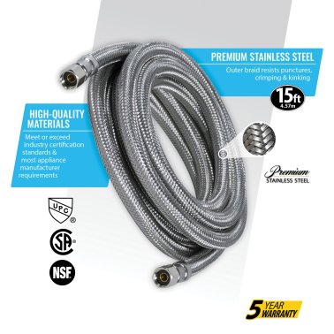 Certified Appliance Accessories® Braided Stainless Steel Ice Maker ...