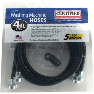 Certified Appliance Accessories® 2 pk Black EPDM Washing Machine Hoses, 4ft