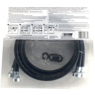 Certified Appliance Accessories® 2 pk Black EPDM Washing Machine Hoses, 4ft
