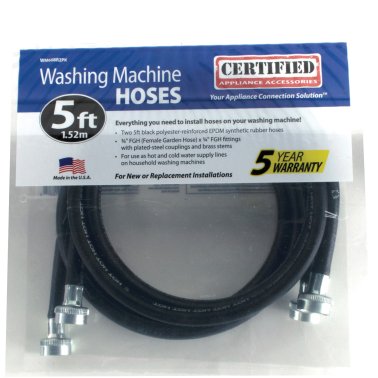 Certified Appliance Accessories® 2 pk Black EPDM Washing Machine Hoses, 5ft