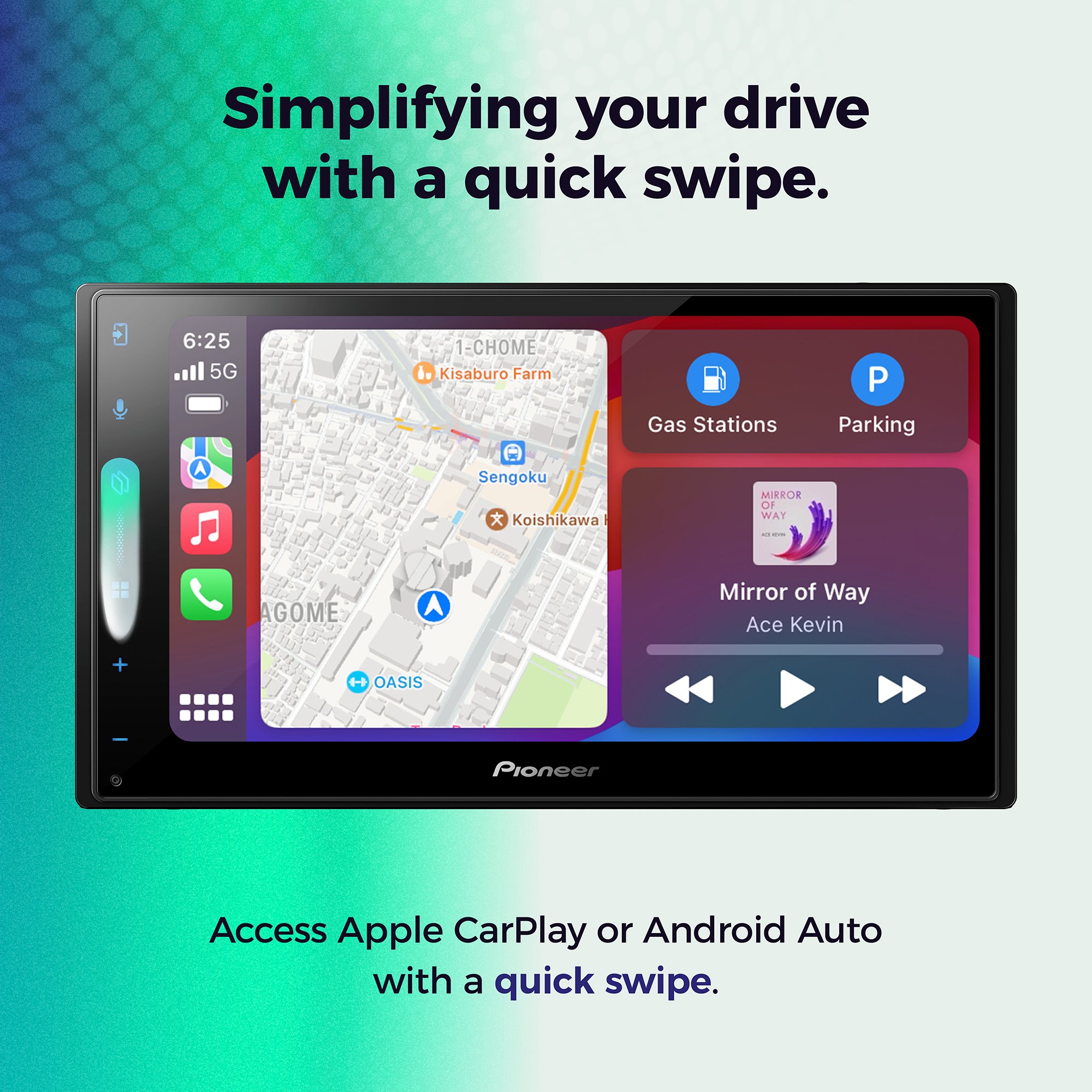 Pioneer® DMH-W3000NEX 6.8-In. Car In-Dash Unit, Double-DIN Digital ...
